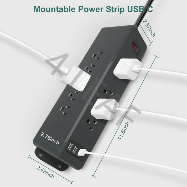 9 Outlets Wall Mount Power Strip with USB C,Triangle Double Side Outle ...