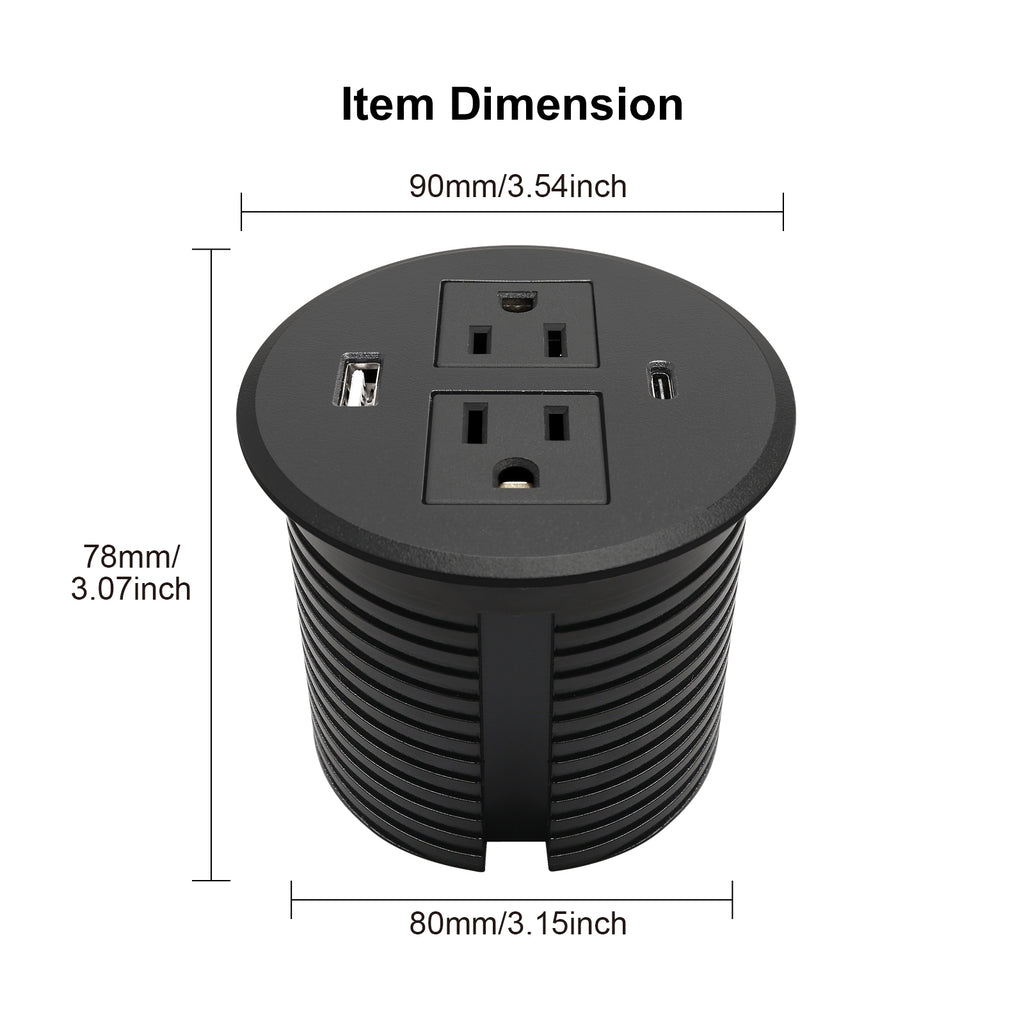 Desktop Power Grommet with USB C Fast Charge Desk Power Station (Total ...