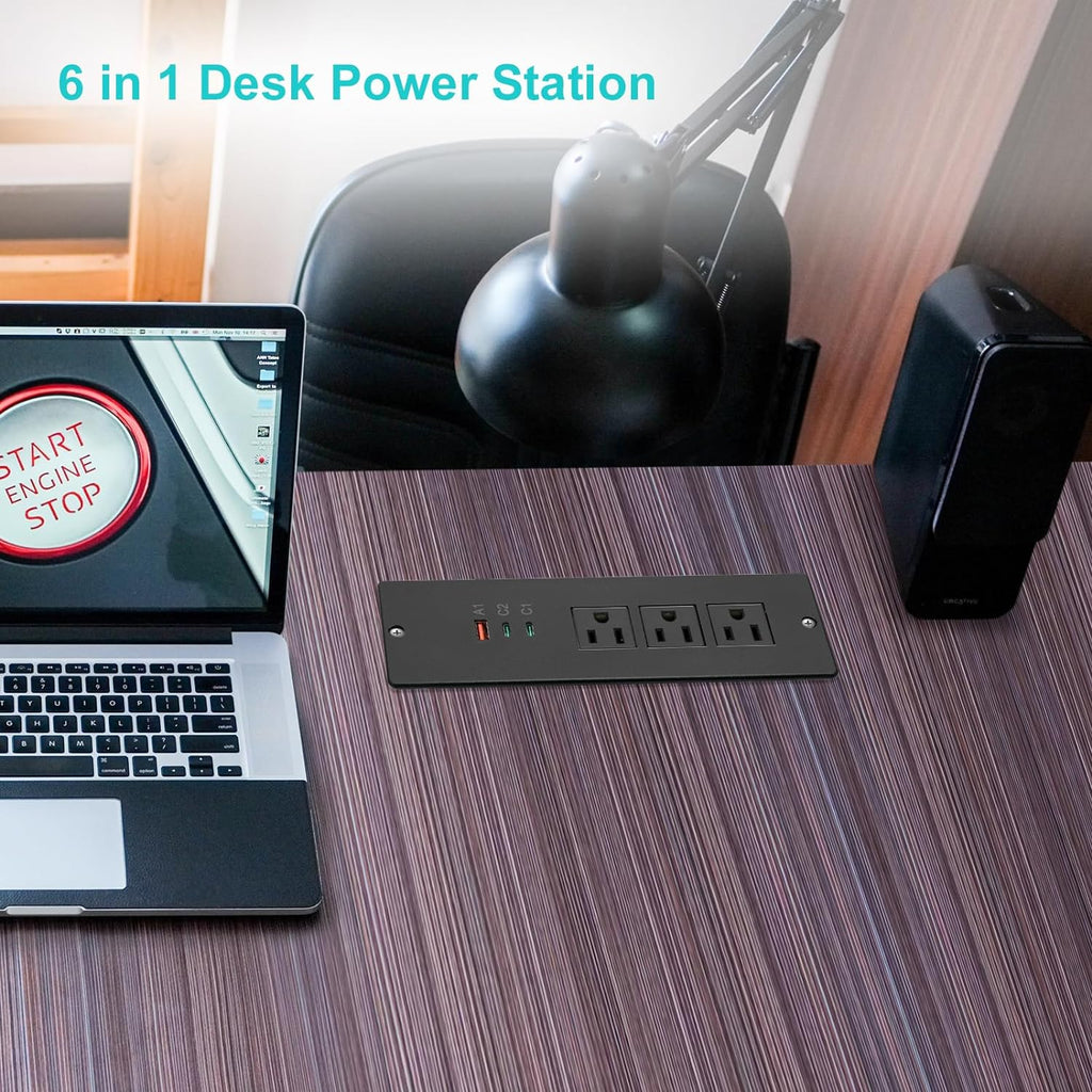 Recessed Power Strip USB C 65W,Flush Mount Desk Power Outlet 3 Outlets ...